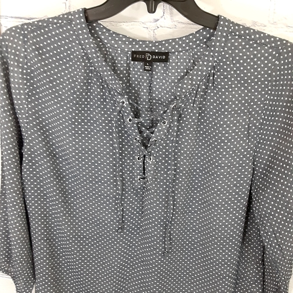 Fred David | Tops | Fred David Polka Dot Blouse Tunic Top Sz L 239t ...
